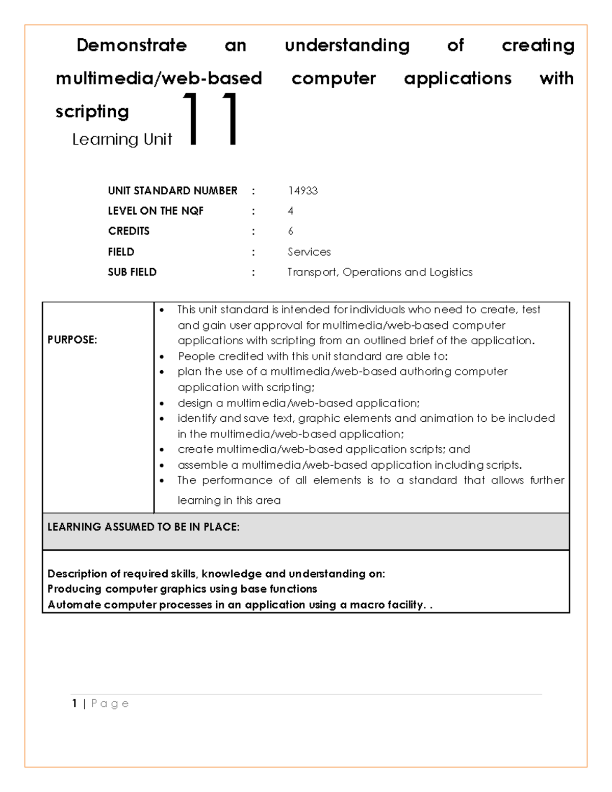 Demonstrate an understanding of creating multimedia web-based computer ...