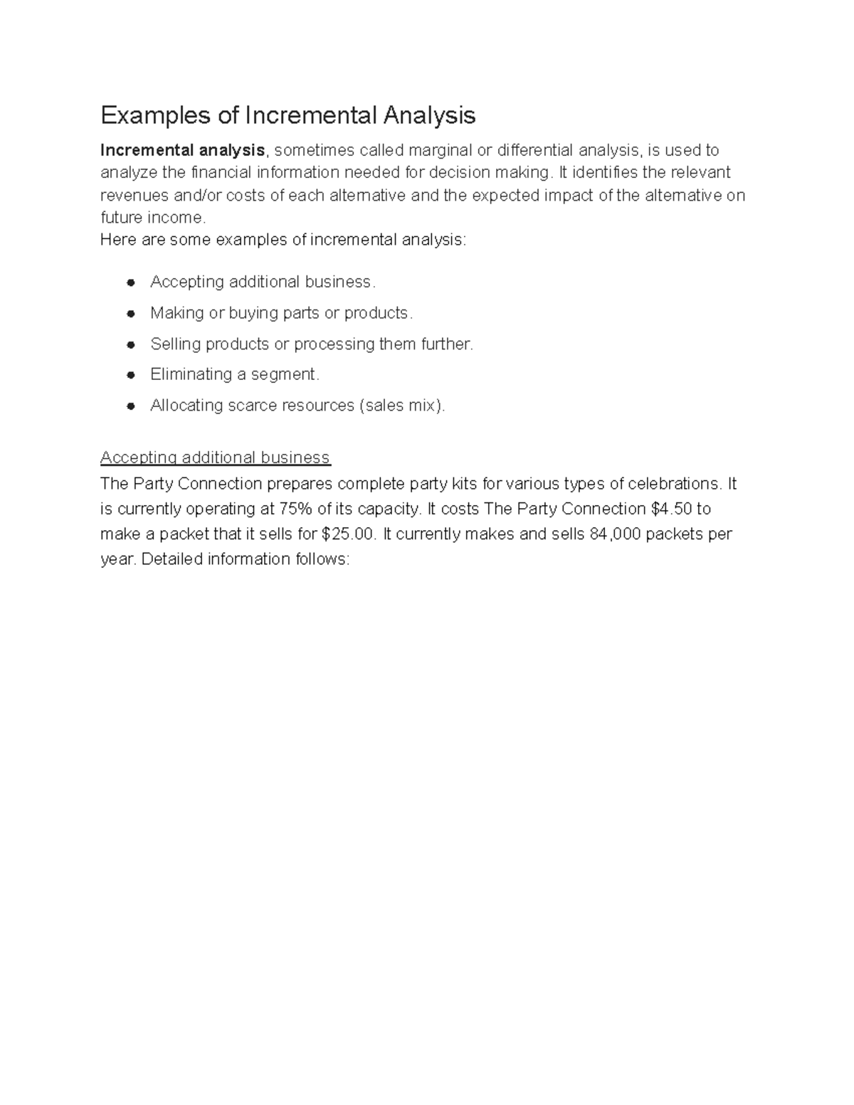 Incremental Analysis - Lecture notes 16 - Examples of Incremental ...