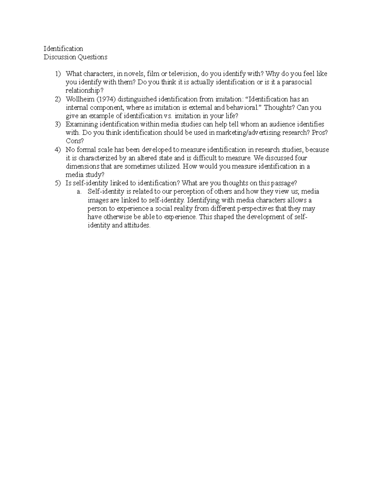 Identification Discussion Questions - Identification Discussion ...