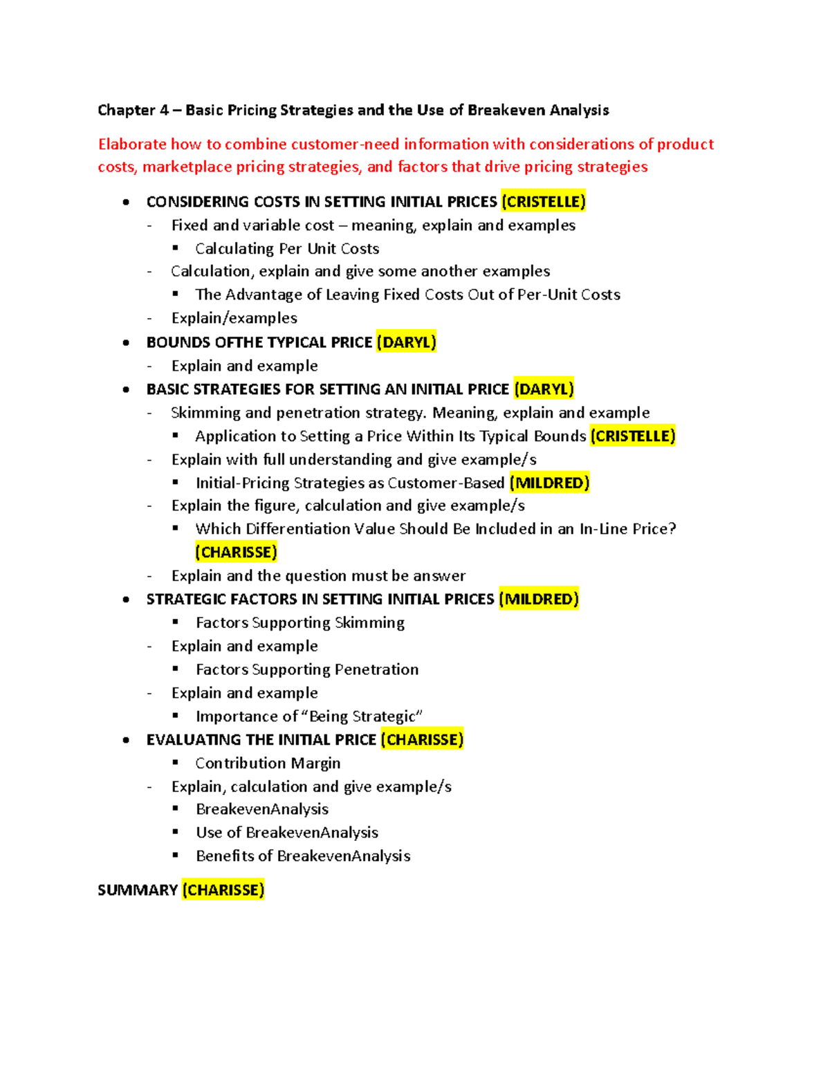 Chapter-4 - Nothing - Chapter 4 – Basic Pricing Strategies and the Use ...