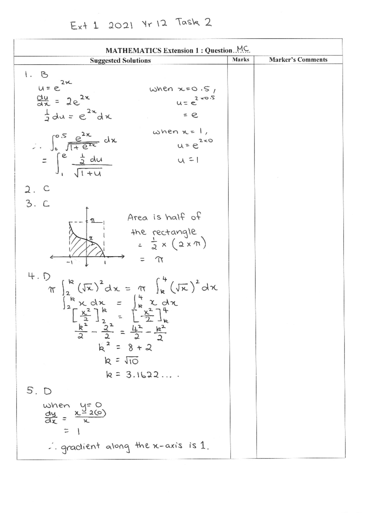 2021 SOLN - past ruse paper solutions - Question 7 marking scheme ...