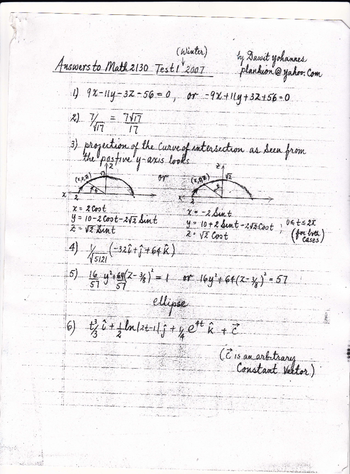 Exam 2007, questions and answers - Term test 1 - :*M t ####### a* Arr ...