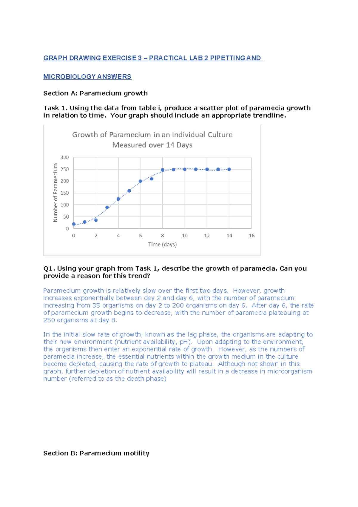 Graph Drawing exercise 3 - practical lab 2 pipetting and microbiology answers - GRAPH DRAWING ...