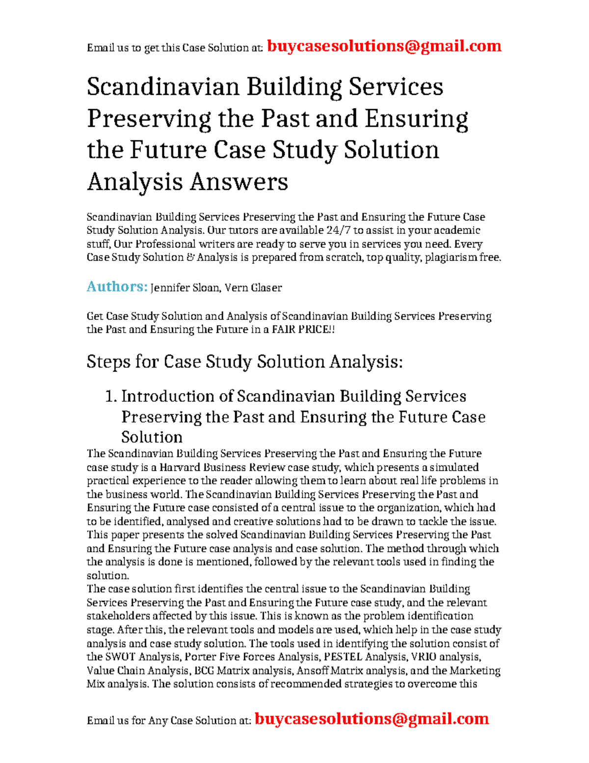 Case Solution Scandinavian Building Services Preserving the Past and ...