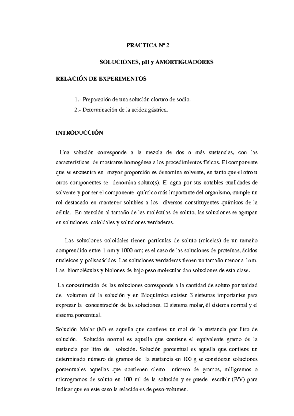 Informe 2 soluciones, ph y amortiguadores - PRACTICA Nº 2 SOLUCIONES, pH y AMORTIGUADORES ...