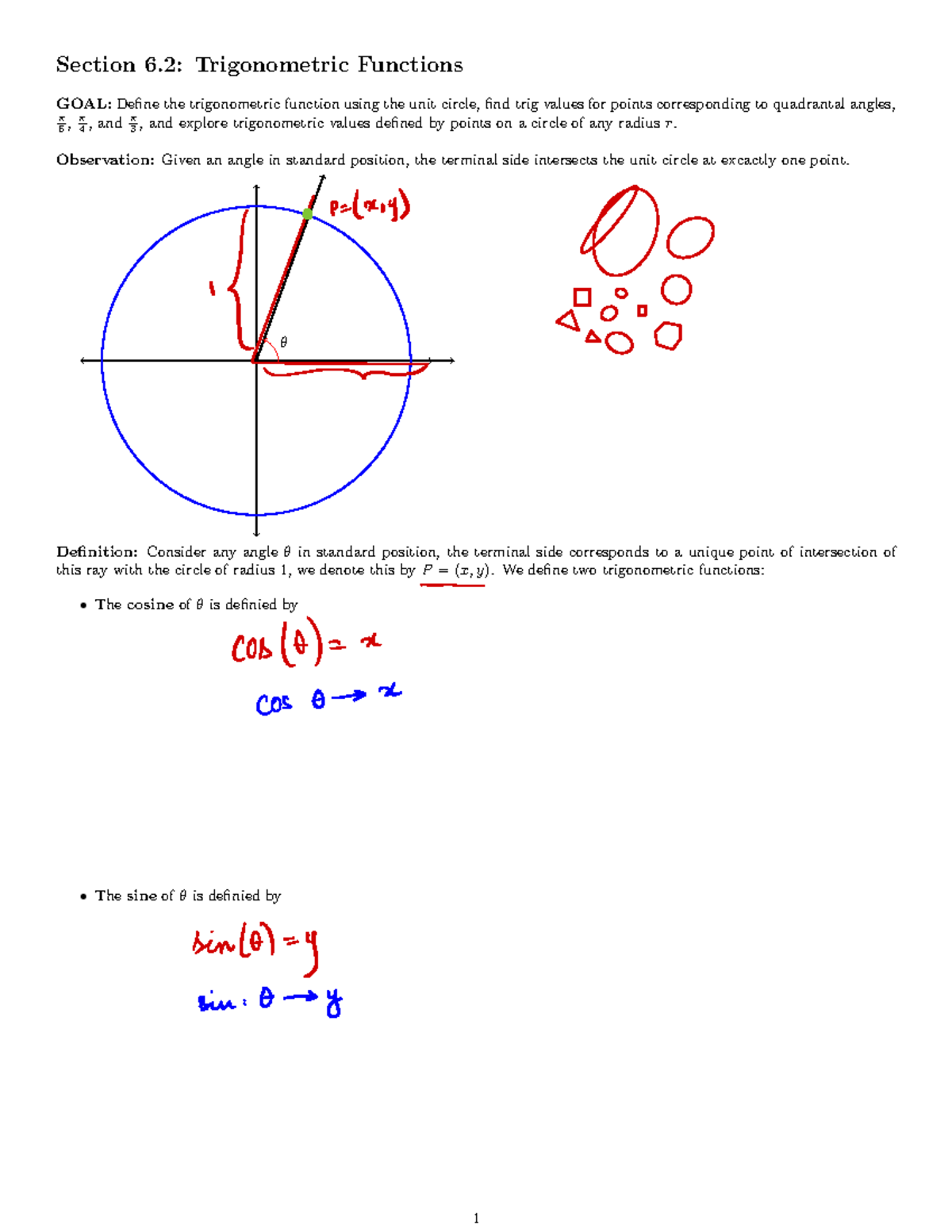 6.2 Trigonometric Functions - Section 6: Trigonometric Functions GOAL ...