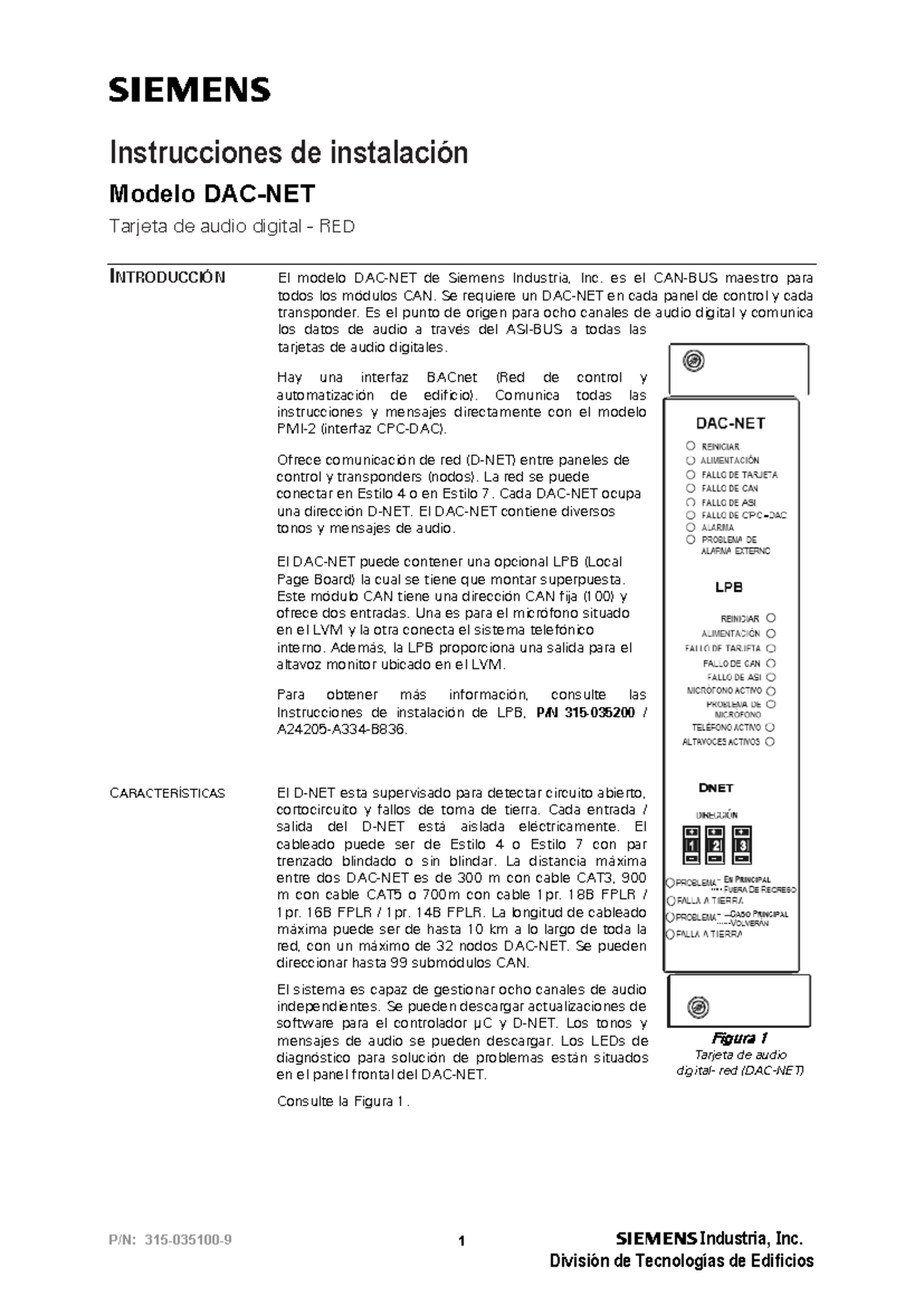 Dacnet - Manual Instalacion - s P/N: 315-035100-9 s Industria, Inc ...