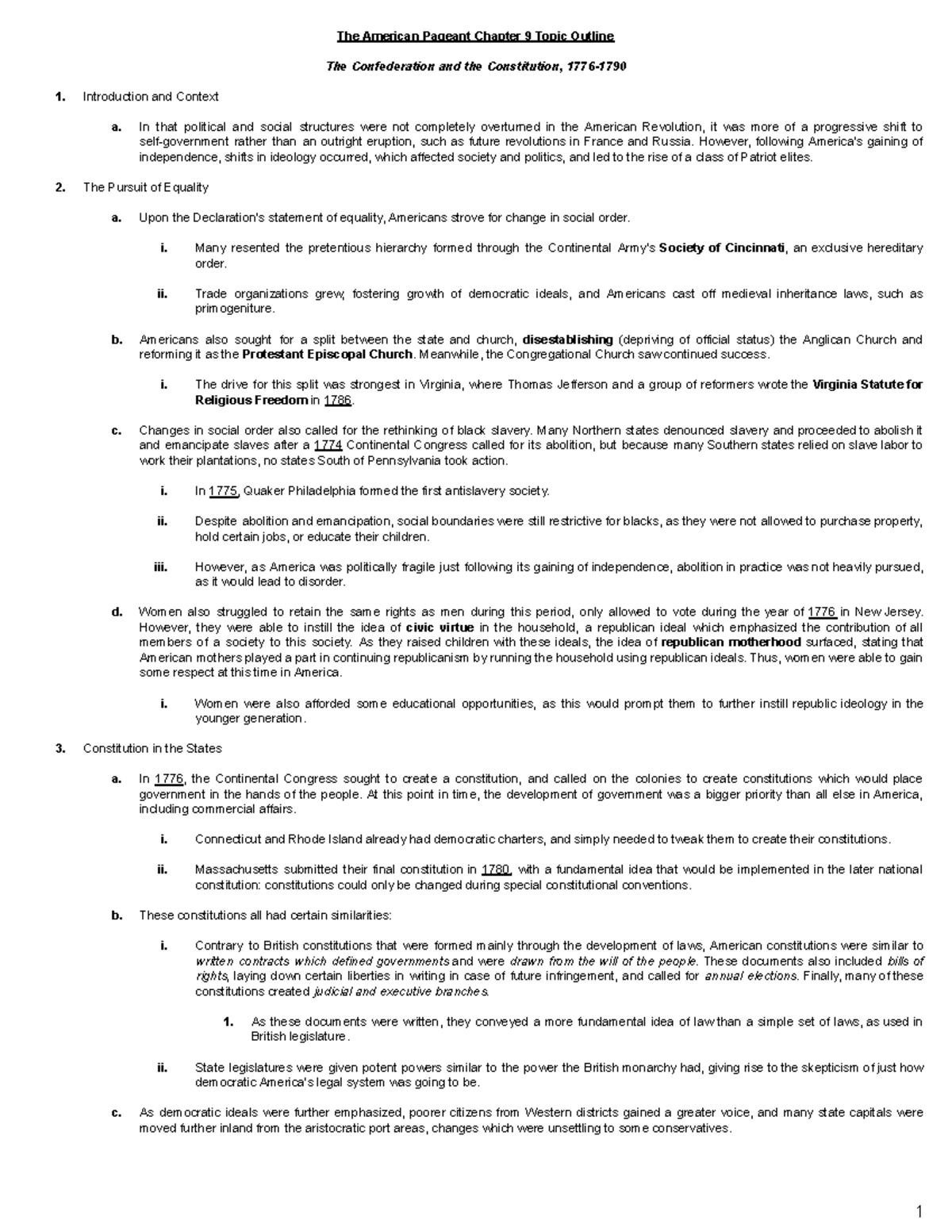 Apush Chapter 9 Topic Outline - The American Pageant Chapter 9 Topic ...