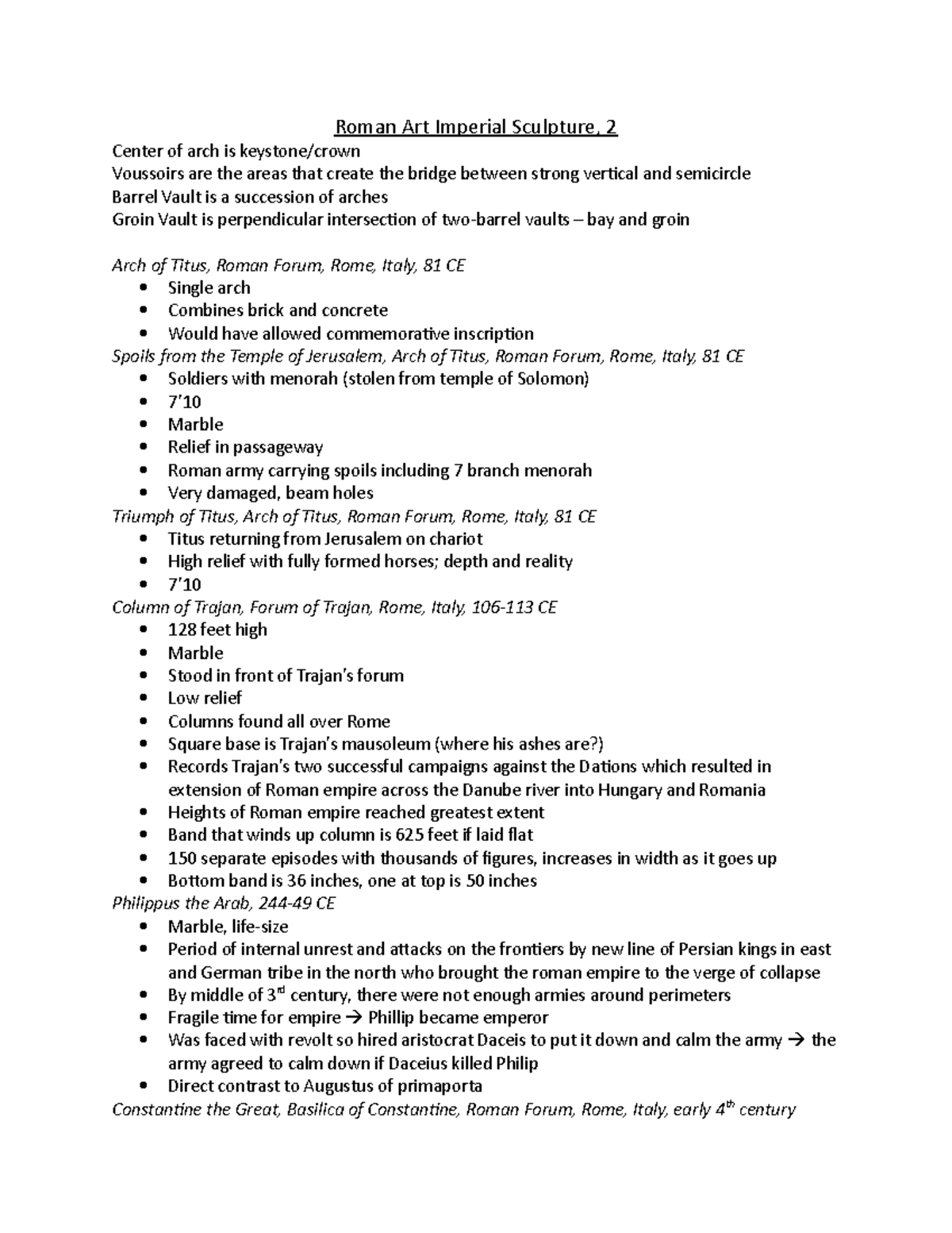 Roman Imperial Sculpture 2 Lecture Notes - Roman Art Imperial Sculpture ...