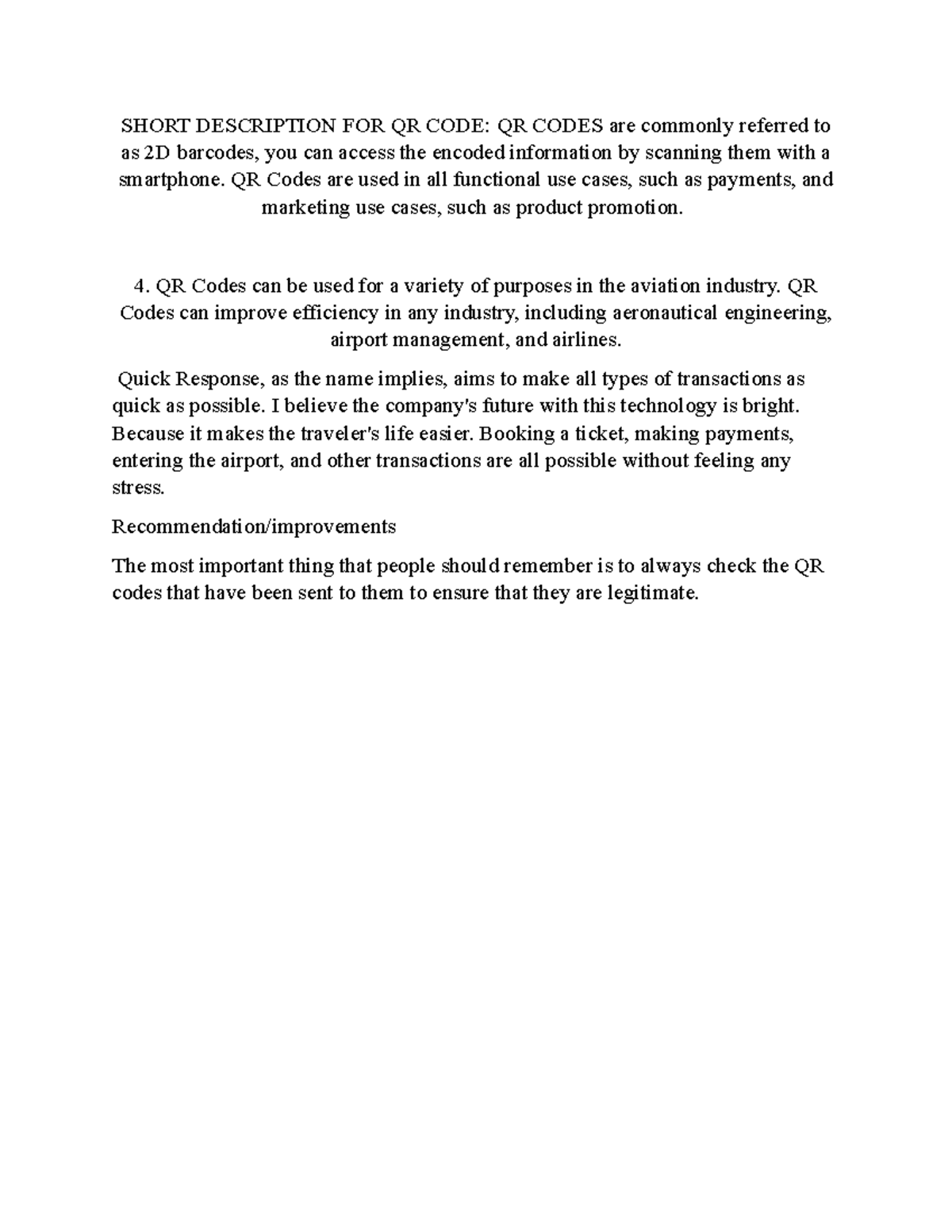 Short Description FOR QR CODE - SHORT DESCRIPTION FOR QR CODE: QR CODES ...