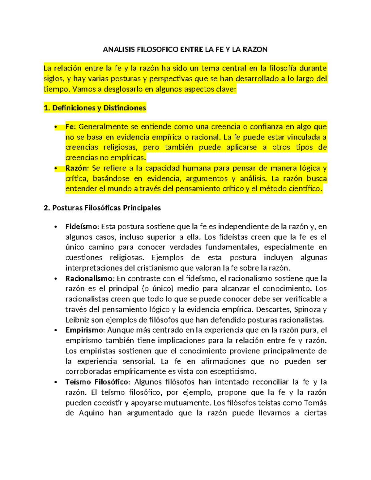 Analisis Filosofico Entre LA FE Y LA Razon - ANALISIS FILOSOFICO ENTRE ...