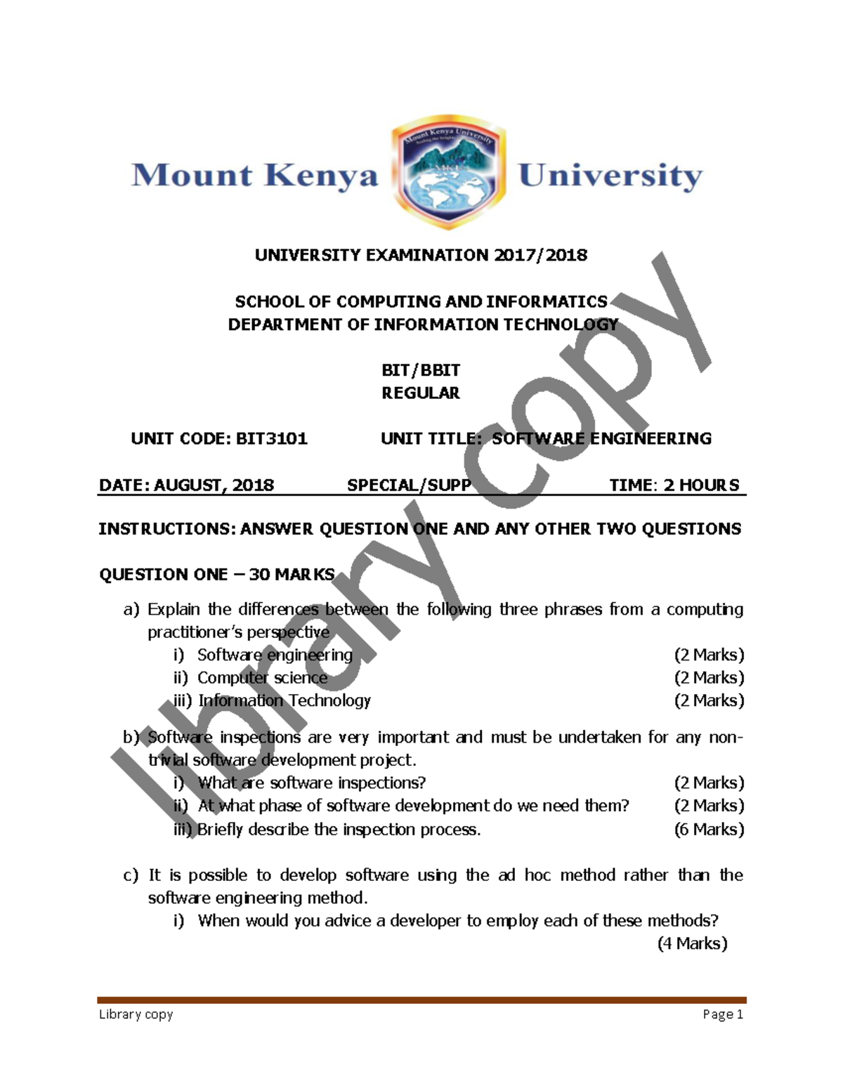 BIT3101 Software Engineering Regular SUPP - Library copy Page 1 ...