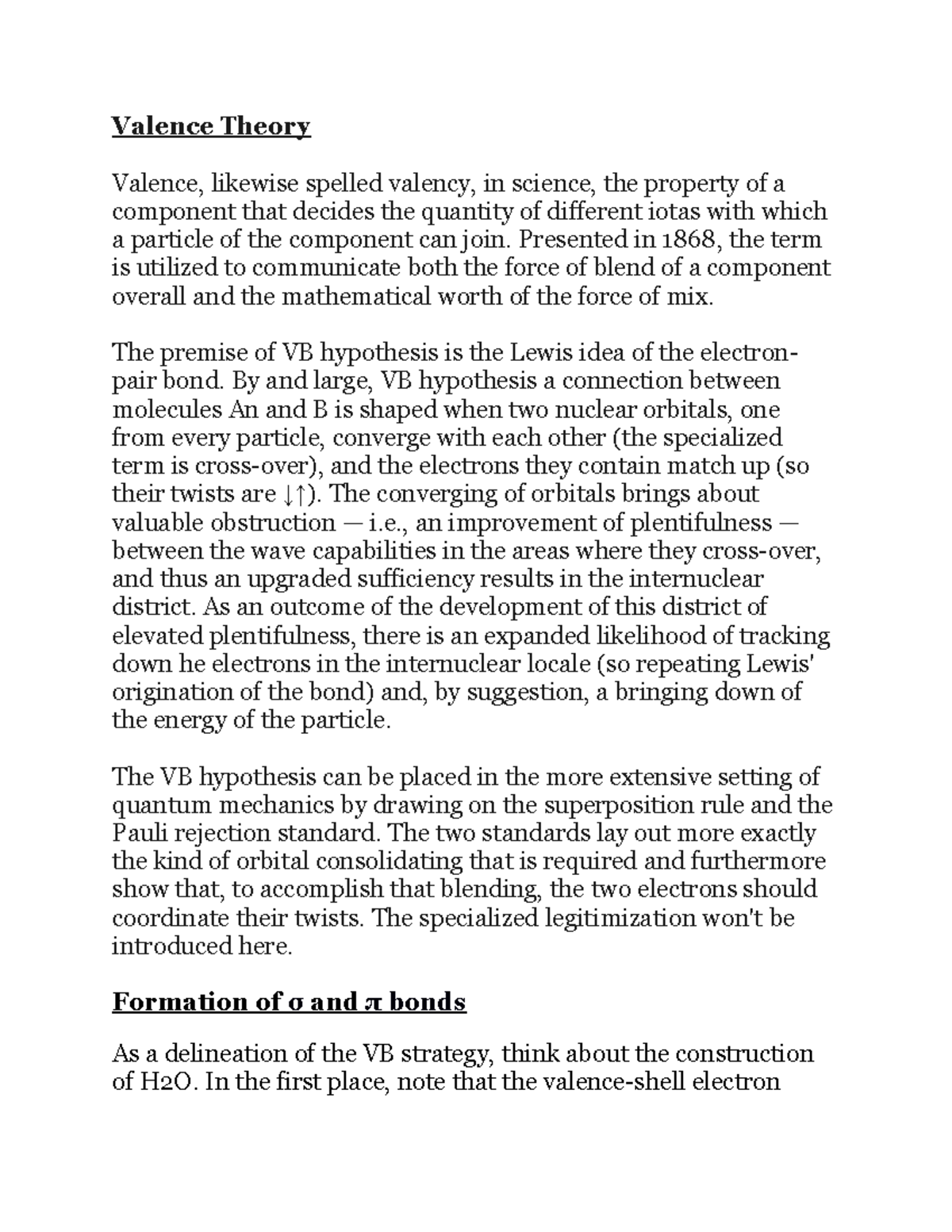 Valence Theory - Valence Theory Valence, likewise spelled valency, in ...