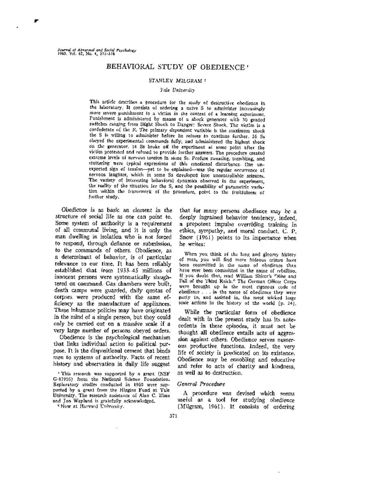 Milgram - Full notes - SWK 6201 - Studocu