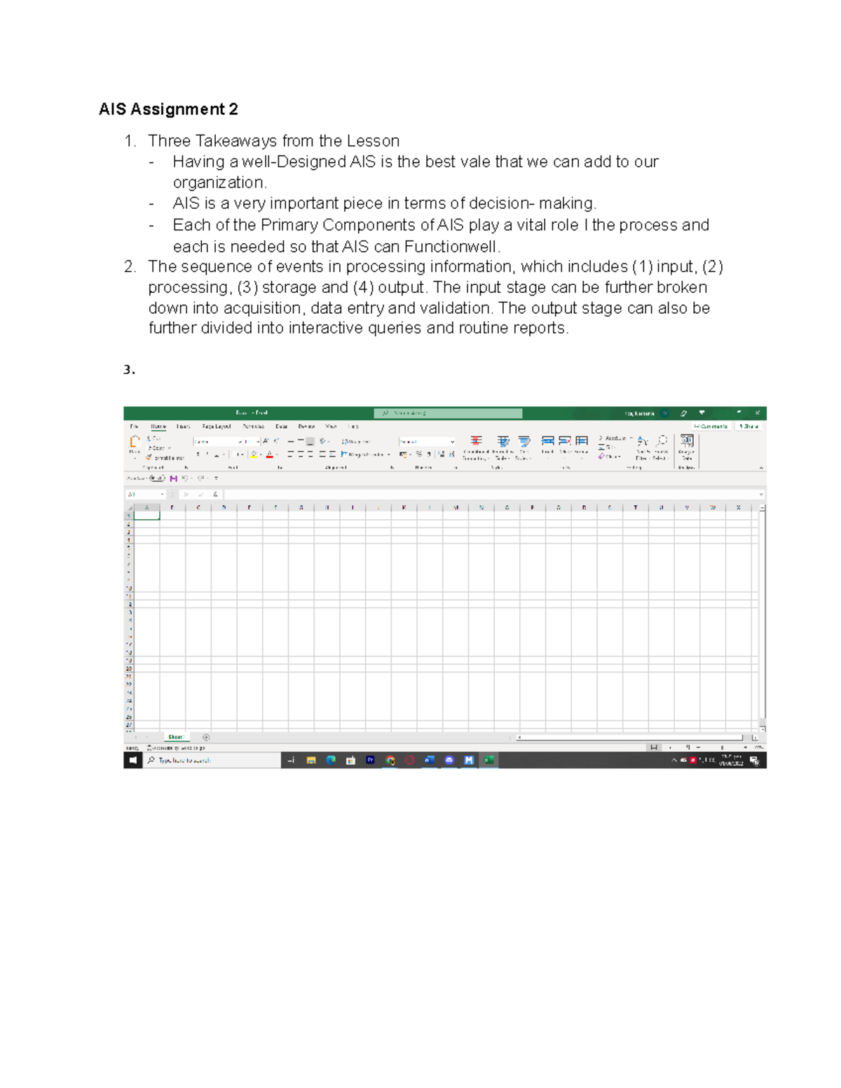 AIS Assignment 2 - sasadsadas - AIS Assignment 2 Three Takeaways from the Lesson Having a - Studocu