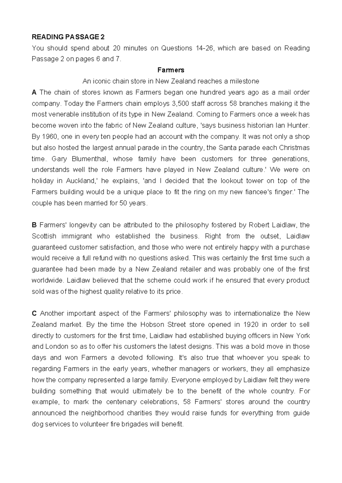 P2 farmers - Passage is easy - READING PASSAGE 2 You should spend about ...