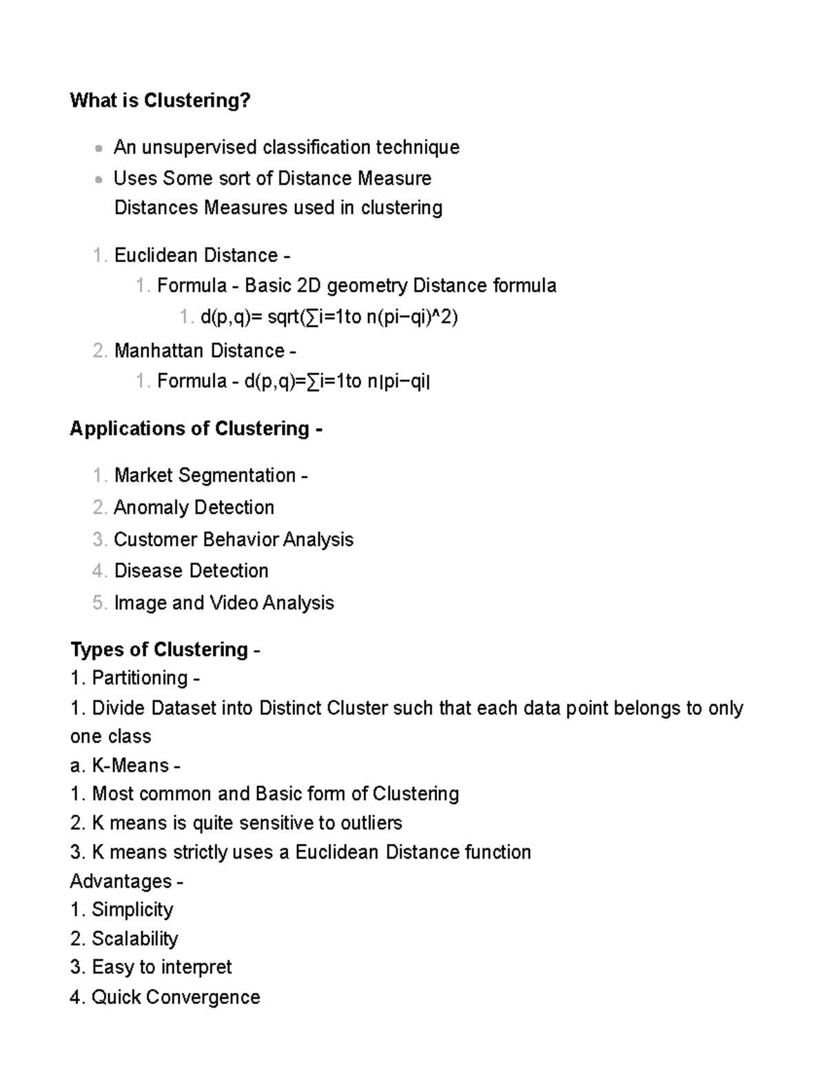 ML Unit 3 - What is Clustering? Applications of Clustering - Types of ...
