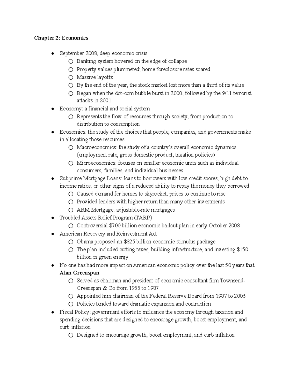 Chapter 2 Economics - Chapter 2: Economics September 2008, deep ...