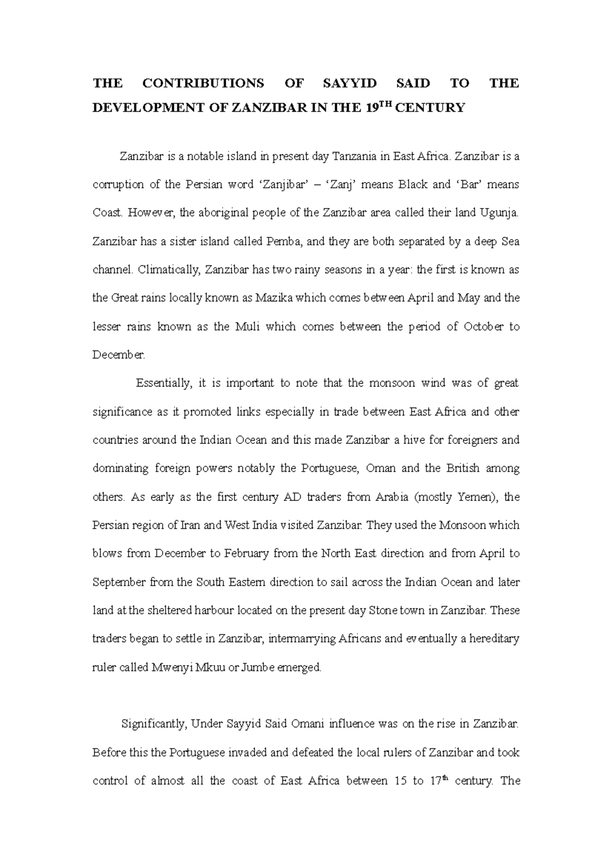 THE Contributions OF Sayyid SAID TO THE - THE CONTRIBUTIONS OF SAYYID ...