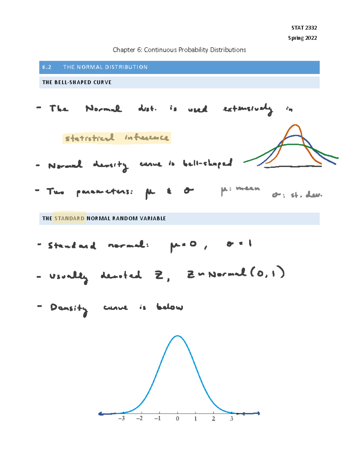 Chapter 6 (2 of 2) - Spring 2022 Chapter 6: Continuous Probability ...