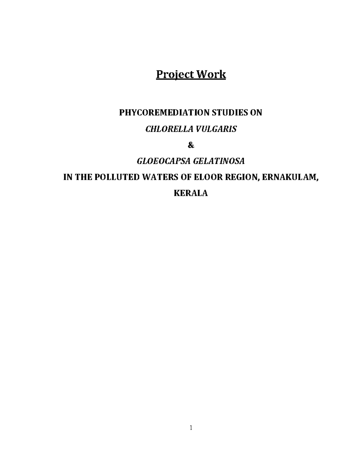 Project work for biology- algae, phycoremediation, botany - Project ...