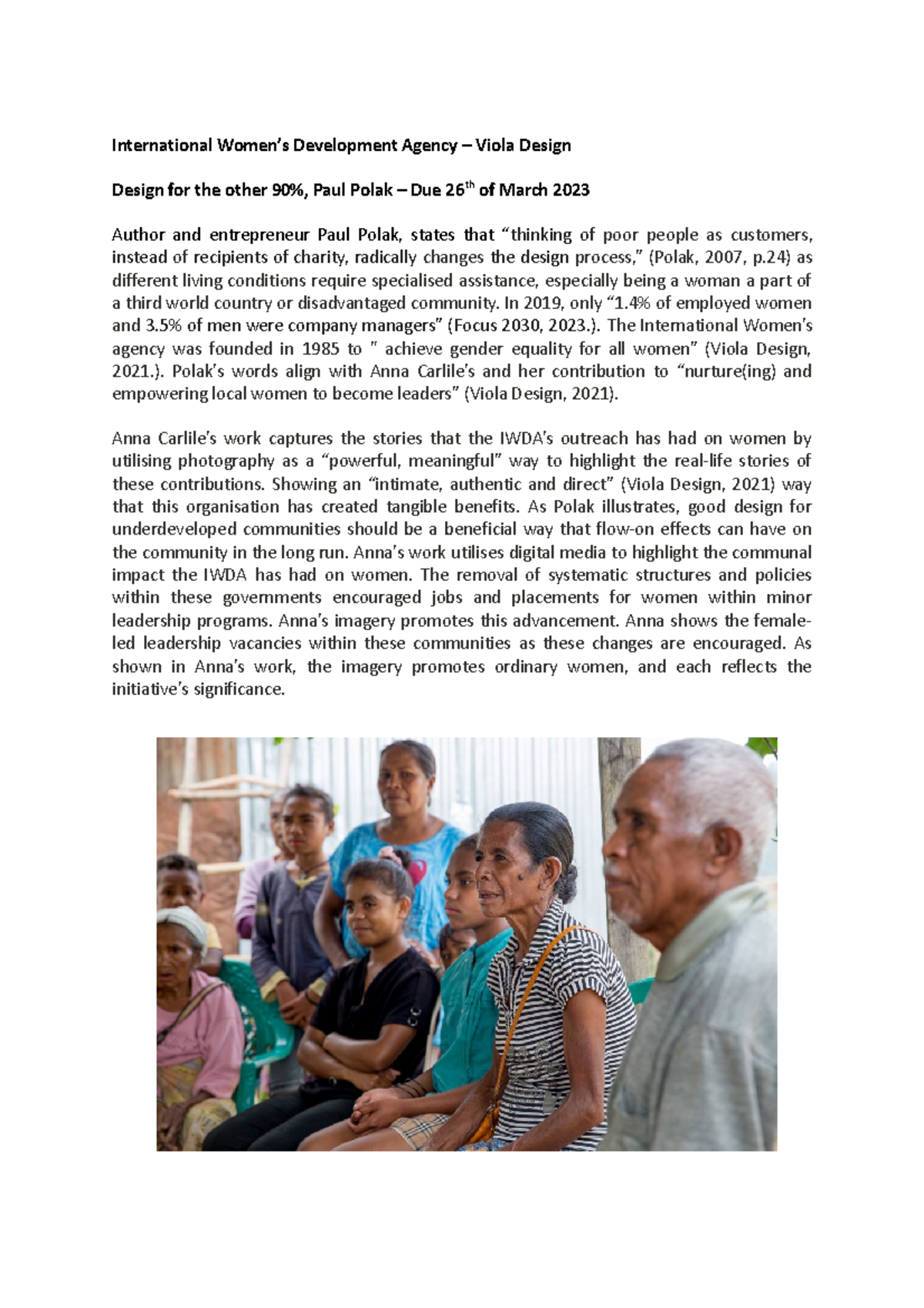 Task1-Contemporary Design Issues - Interna琀椀onal Women’s Development ...