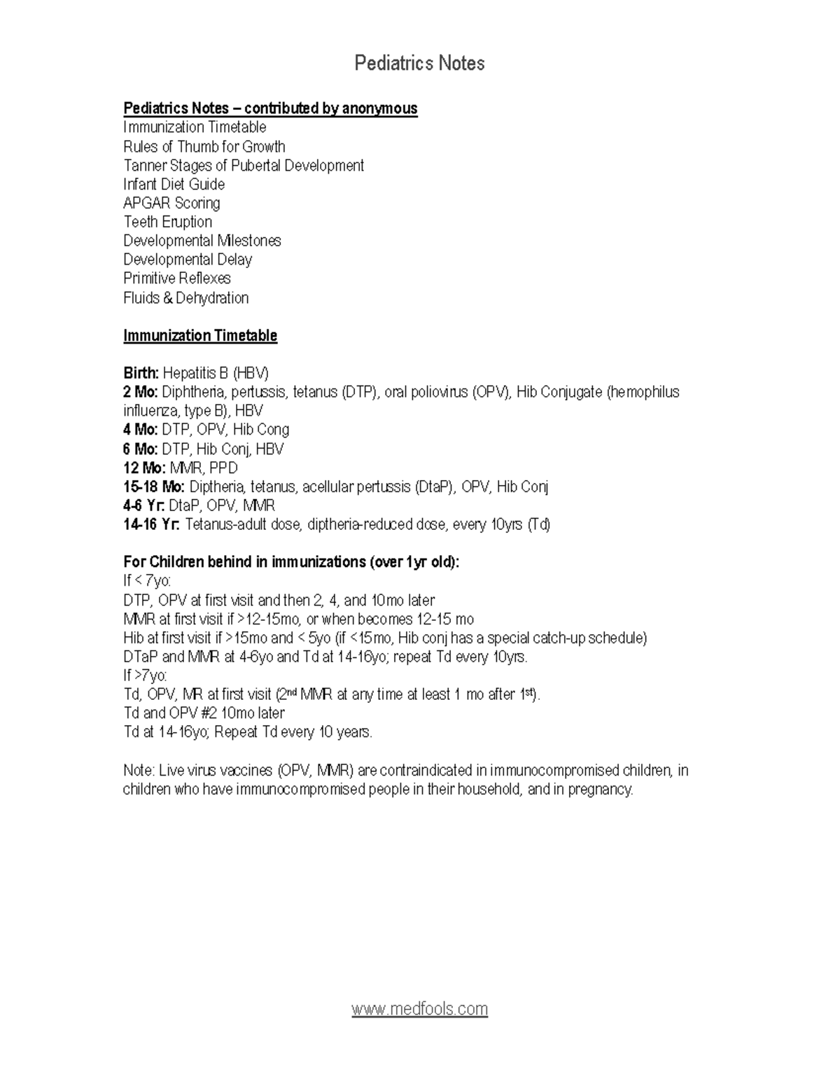 Pediatric notes - A resume - Pediatrics Notes – contributed by ...