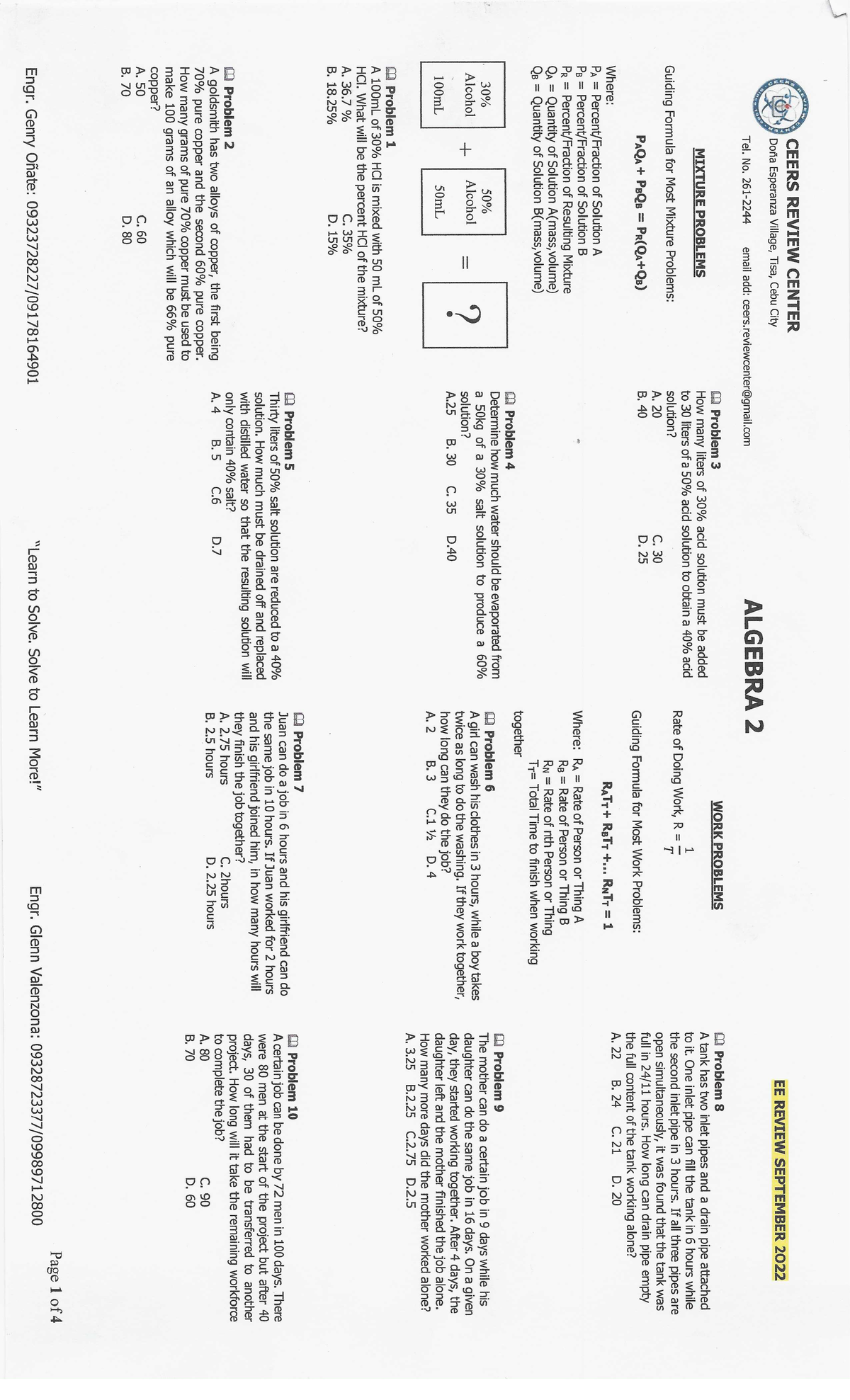Algebra-2 Handout PDF - Good - CEERS REVIEW CENTER Doña Esperanza ...