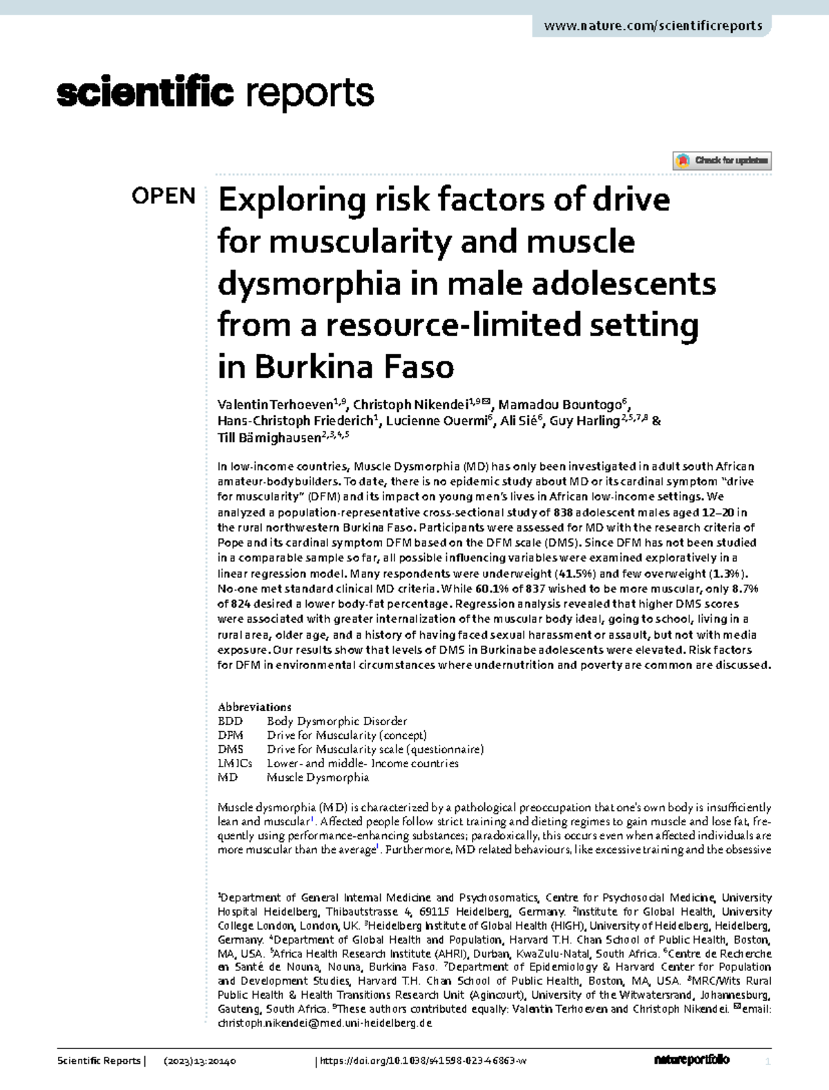 Exploring risk factors of drive for muscularity and muscle dysmorphia ...