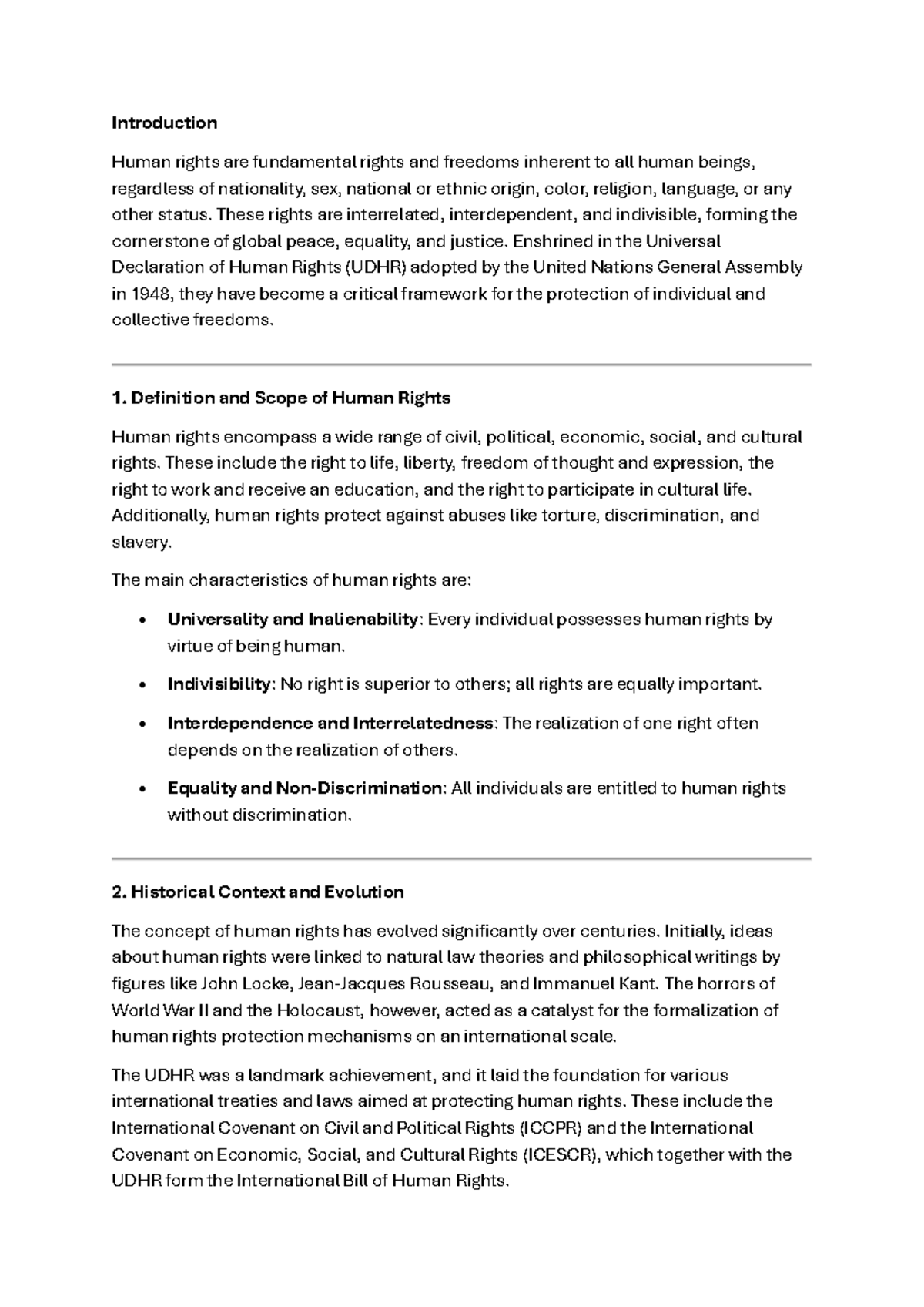 Human Rights - Introduction Human rights are fundamental rights and ...