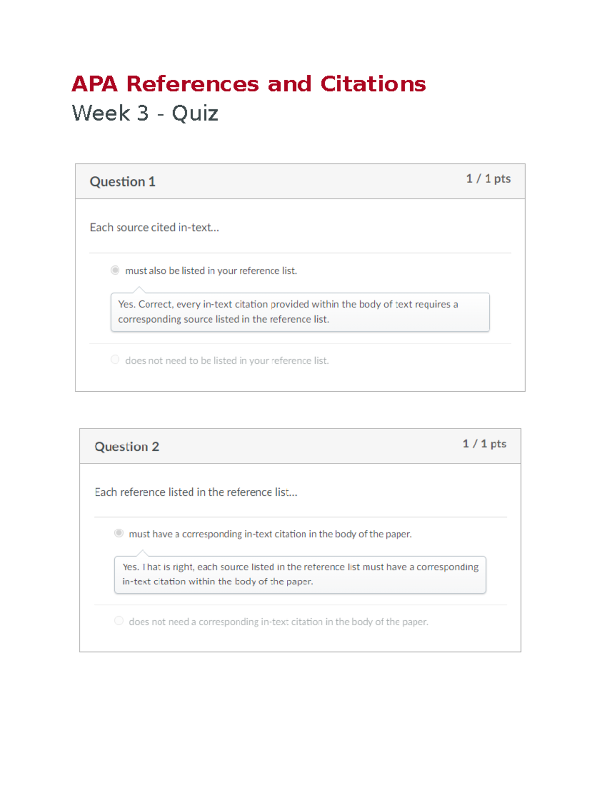 APA References and Citations Week 3 quiz - GEN 103 - Studocu