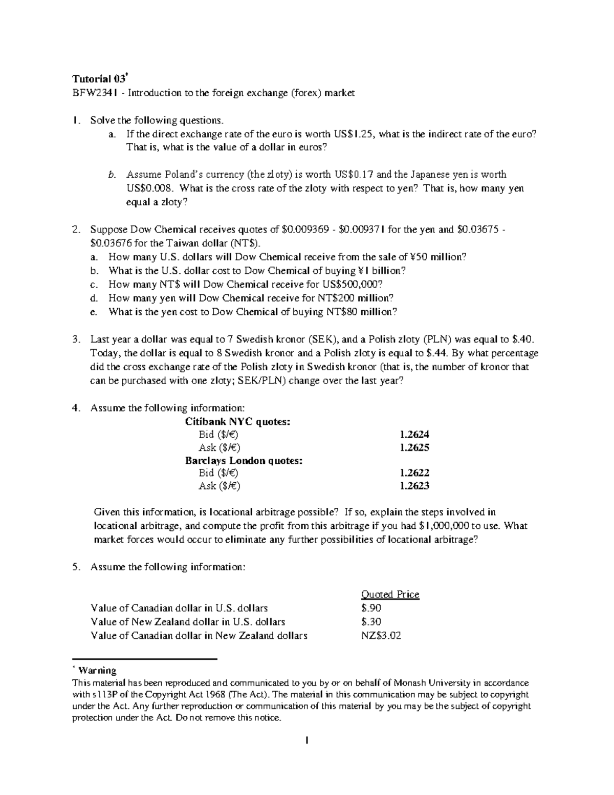 Tutorial Week03 - 1 Tutorial 03* BFW2341 - Introduction to the foreign ... Tutorial Week03 - 1 Tutorial 03* BFW2341 - Introduction to the foreign ...
