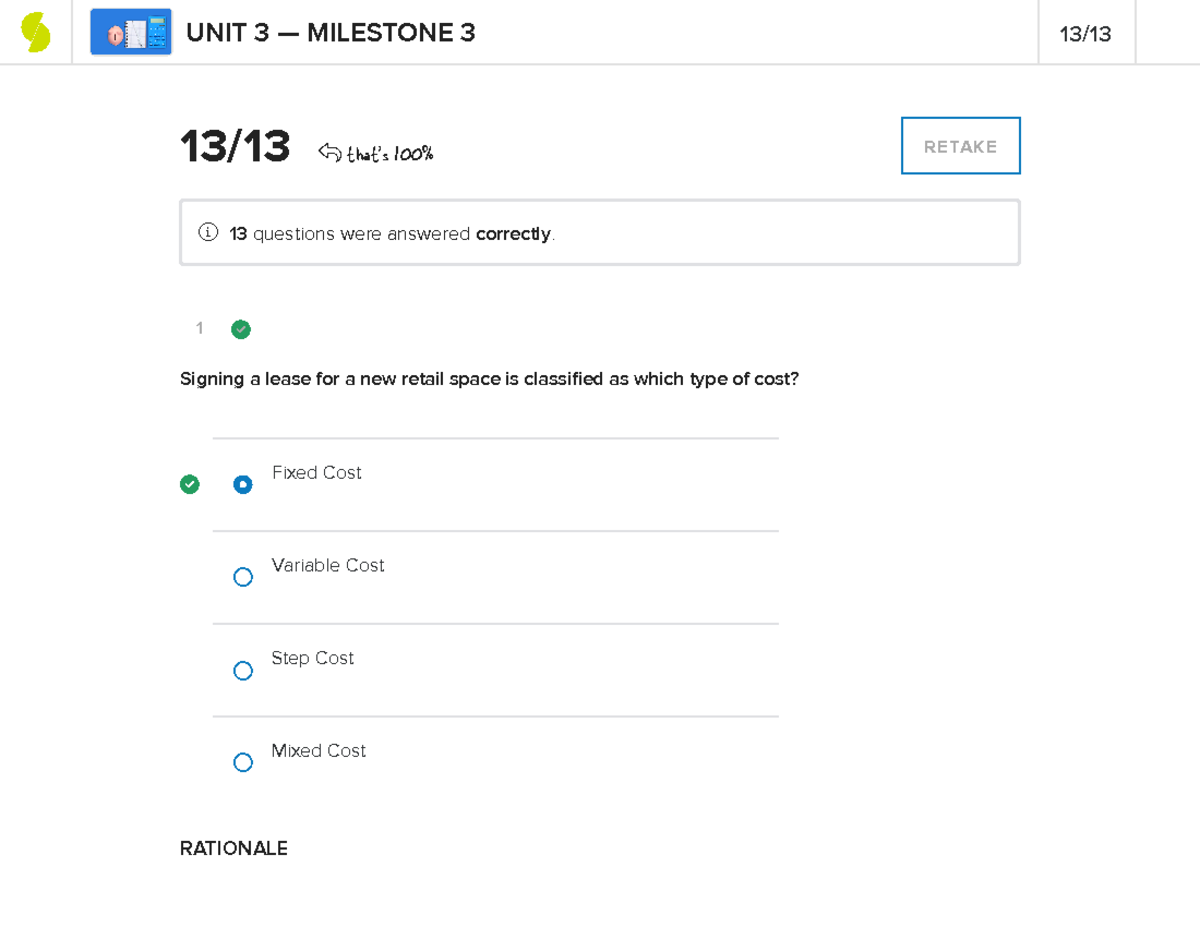 Unit 3 Exam - Unit 3 - 1 13 / 13 that's 100% RETAKE 13 questions were ...