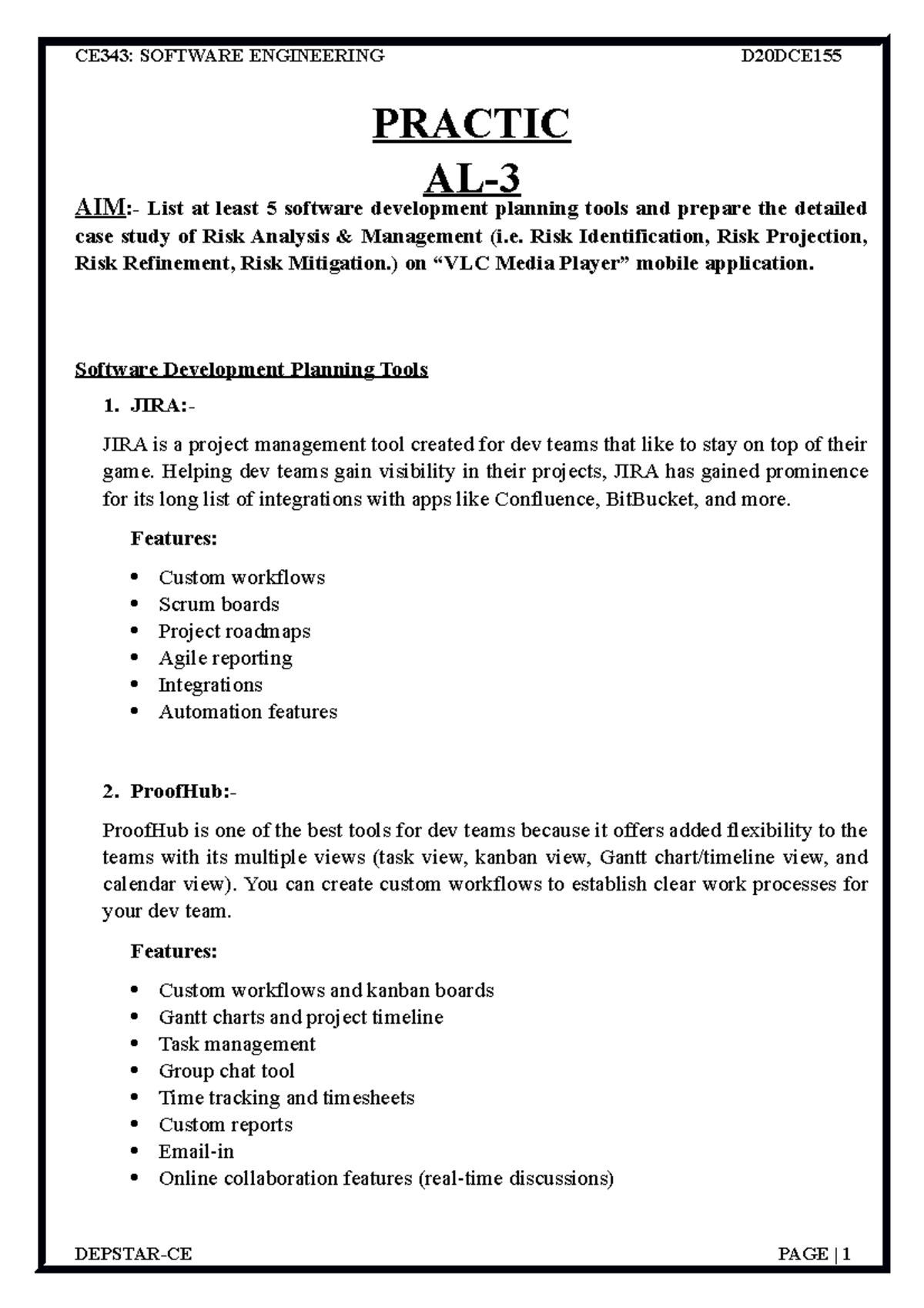 D20DCE155 SE P3 - sfbsfbfnfn - AIM:- List at least 5 software ...