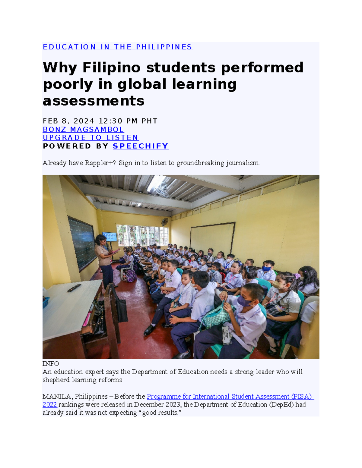 Why Filipino students performed poorly in global learning assessments ...