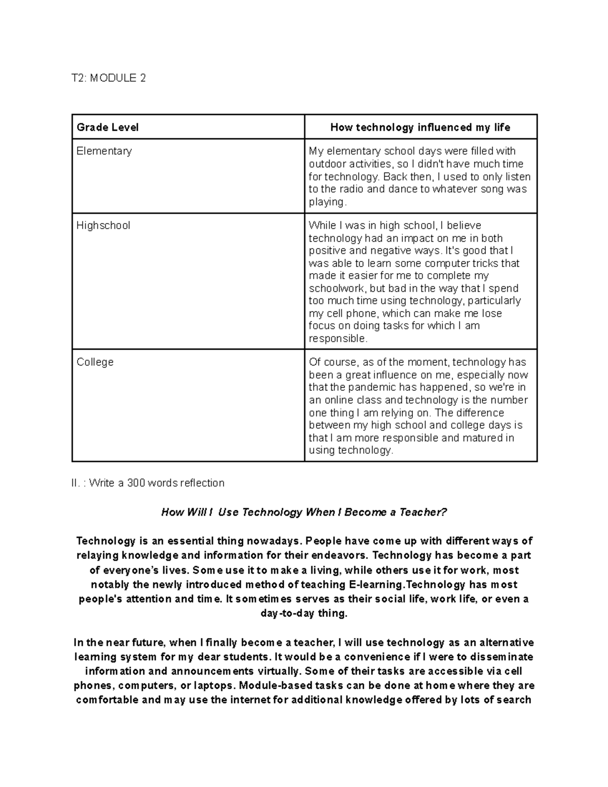 T2 Module 2 - Technology: notes and answers - T2: MODULE 2 Grade Level ...