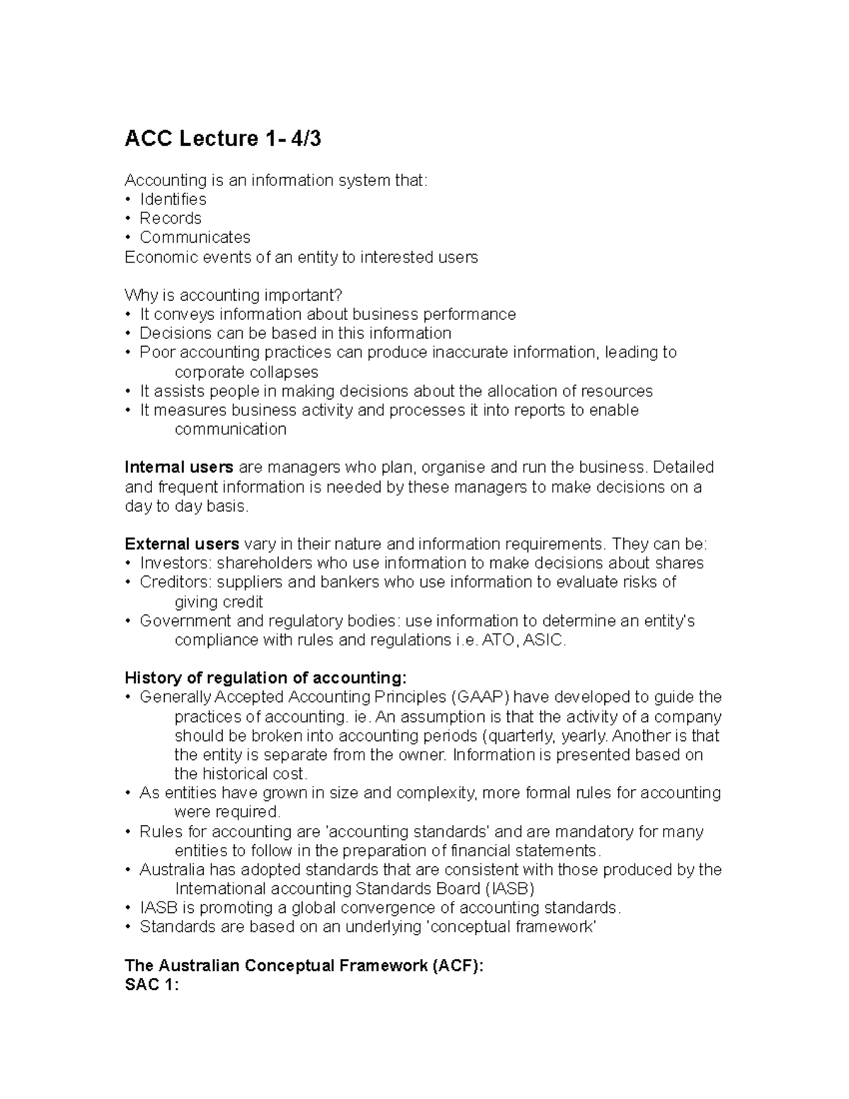 Principles Of Accounting and Finance - Lecture notes - ACC1000 - ACC ...