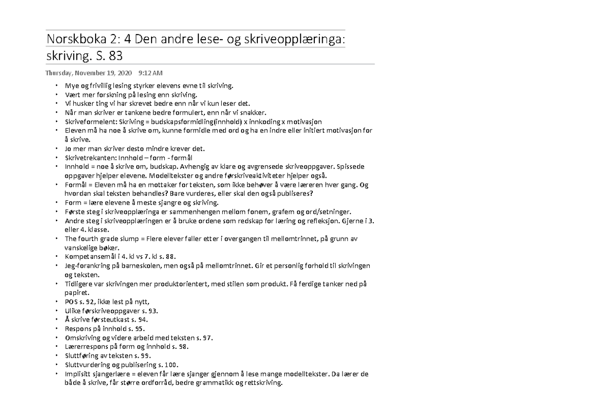 Norskboka 2- 4 Den andre lese- og skriveopplæringa- skriving - S. 83 ...