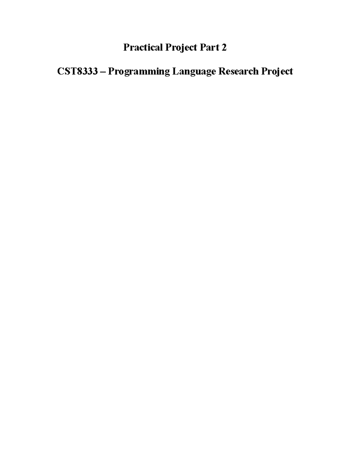 Practical Project 2 Sample - Practical Project Part 2 CST8333 – Programming Language Research ...