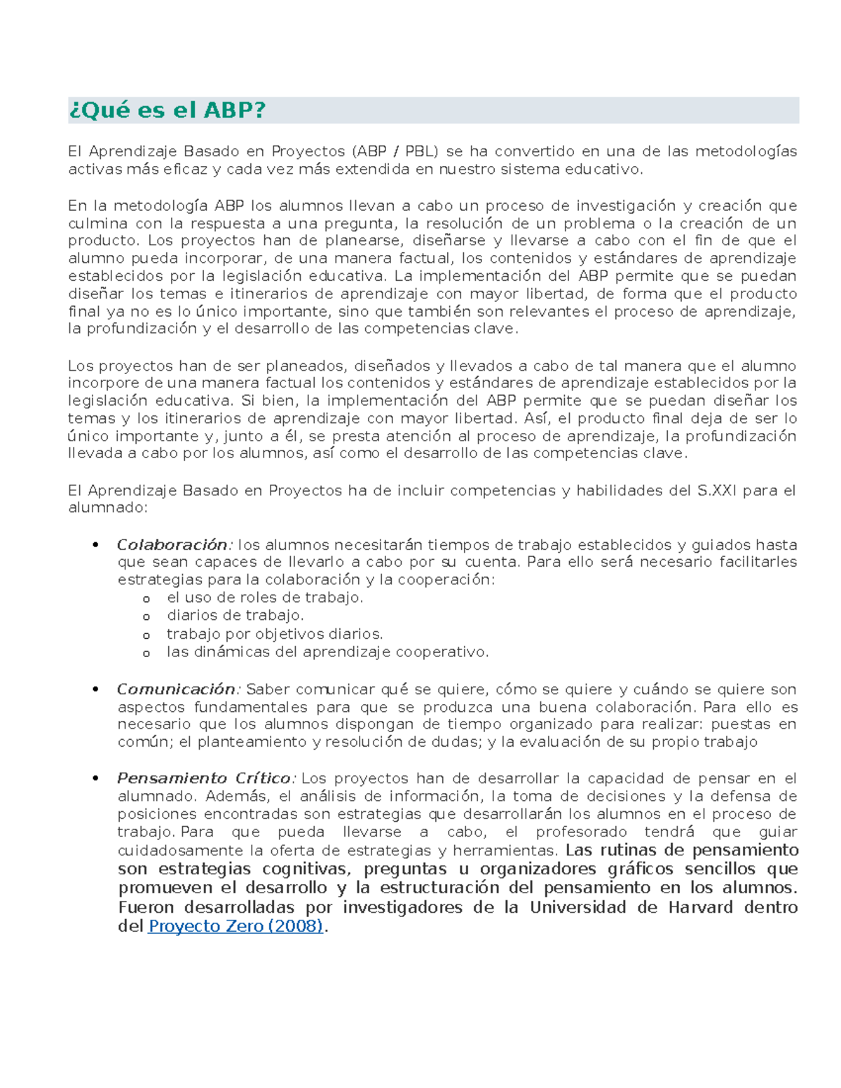 Enfoque ABP - Tp reflexion - ¿Qué es el ABP? El Aprendizaje Basado en ...