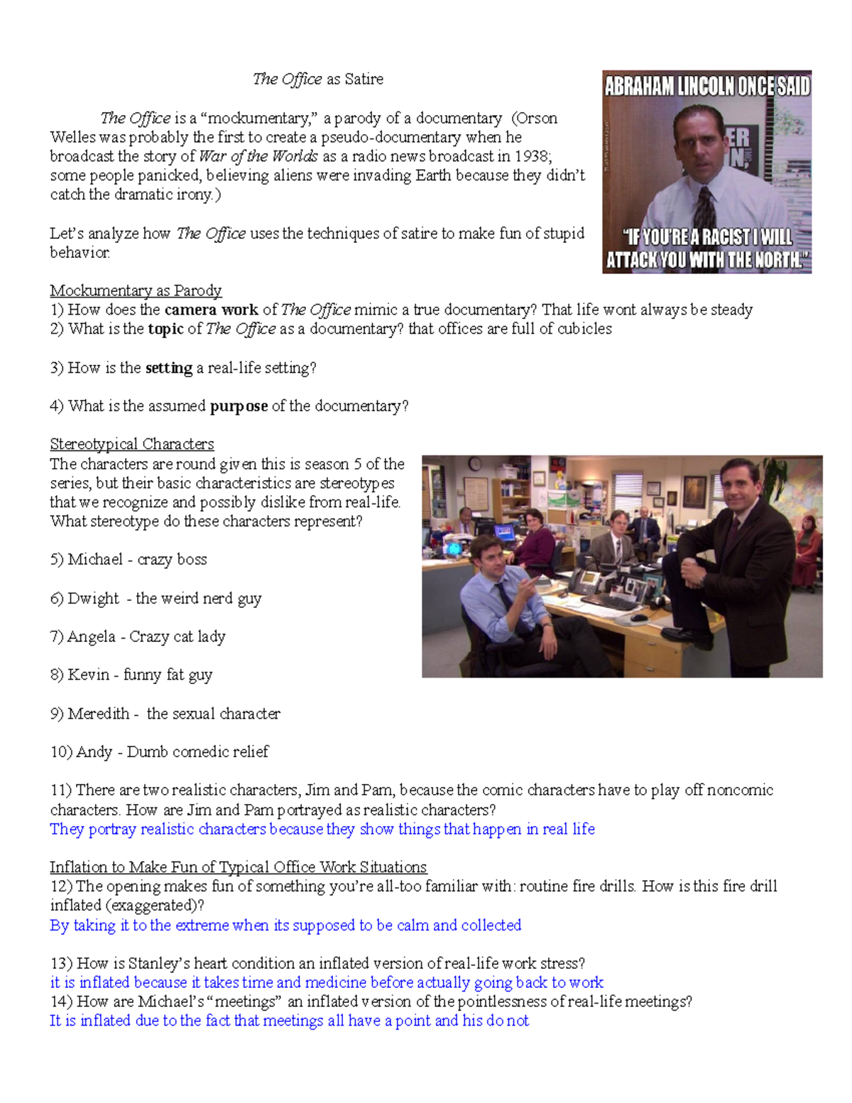 Sara Burke - The Office as Satire-2 - The Office as Satire The Office ...