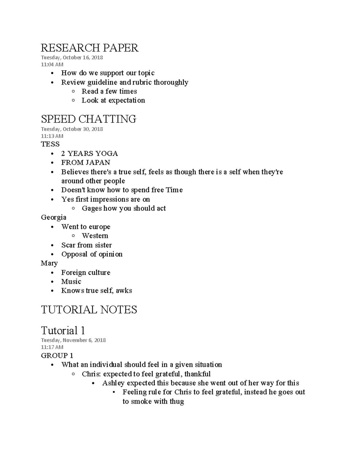 2018 W1 - SOCI 101 Notes - RESEARCH PAPER Tuesday, October 16, 2018 11: ...