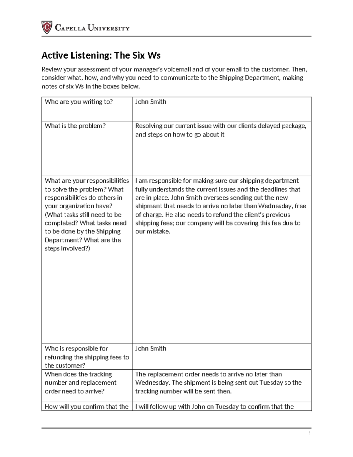 Cf Six Ws Worksheet for Assessment - Active Listening: The Six Ws ...