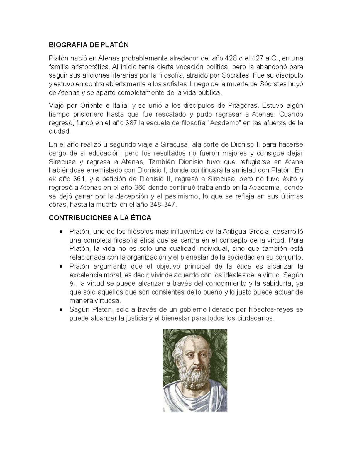 Biografia DE Platòn - Resumen Enfermería III - BIOGRAFIA DE PLATÒN ...