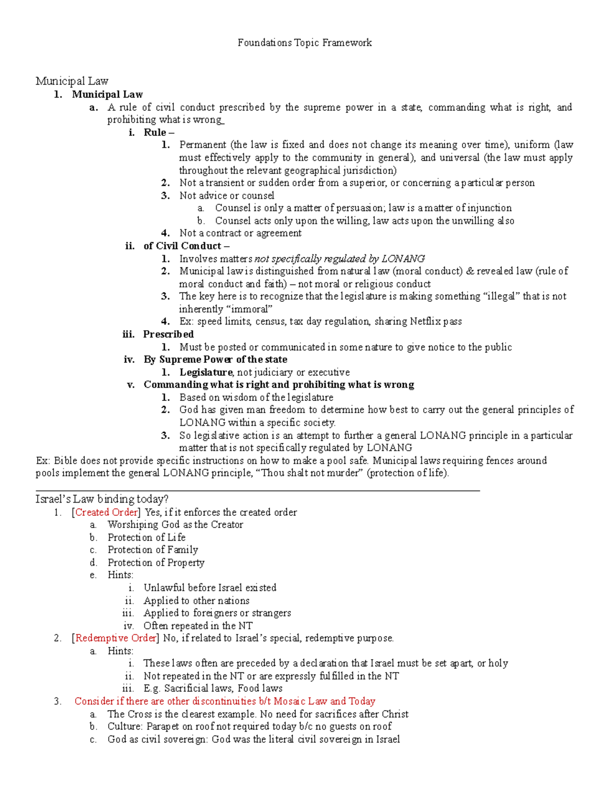 Foundations Topic Framework - Foundations Topic Framework Municipal Law ...