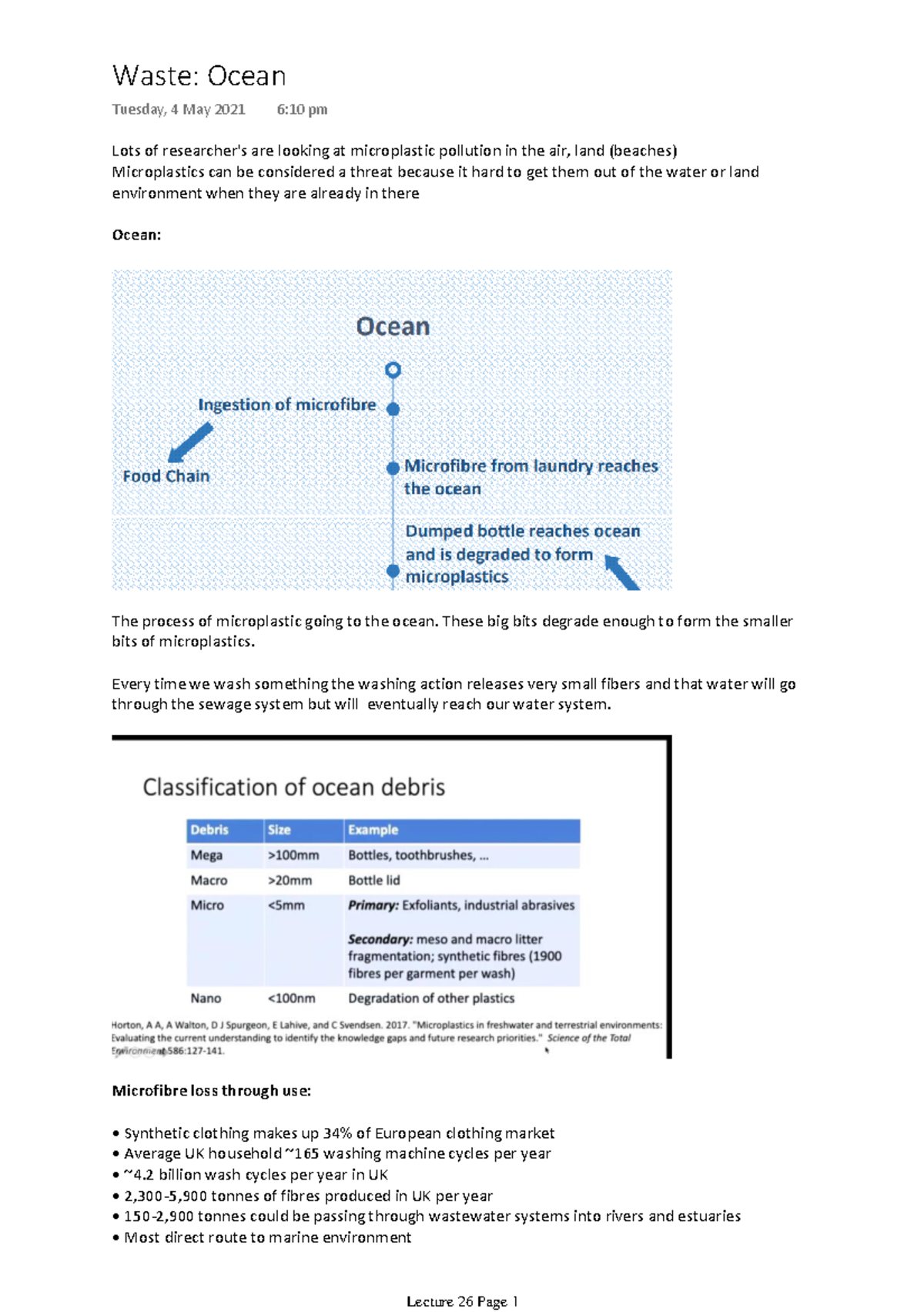 Lecture notes on Waste Ocean - Lots of researcher's are looking at ...