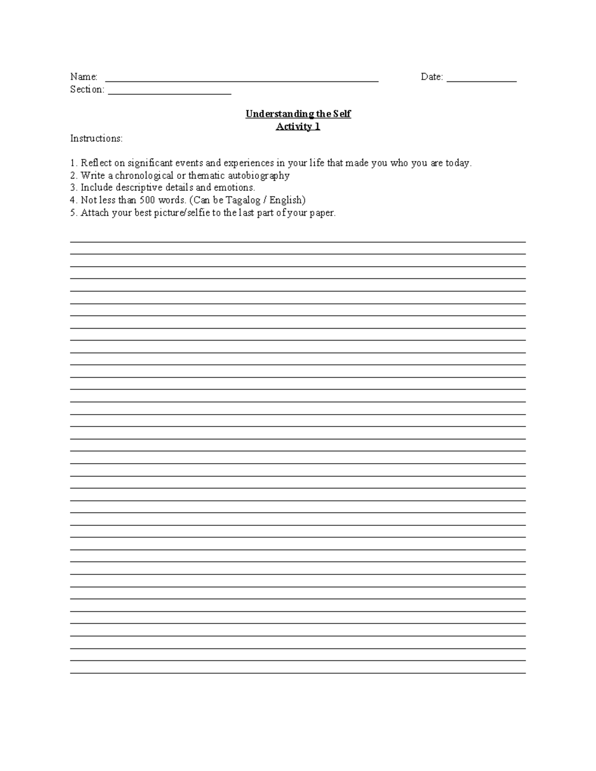 UTS-Activity-1 Autobiography - Name ...
