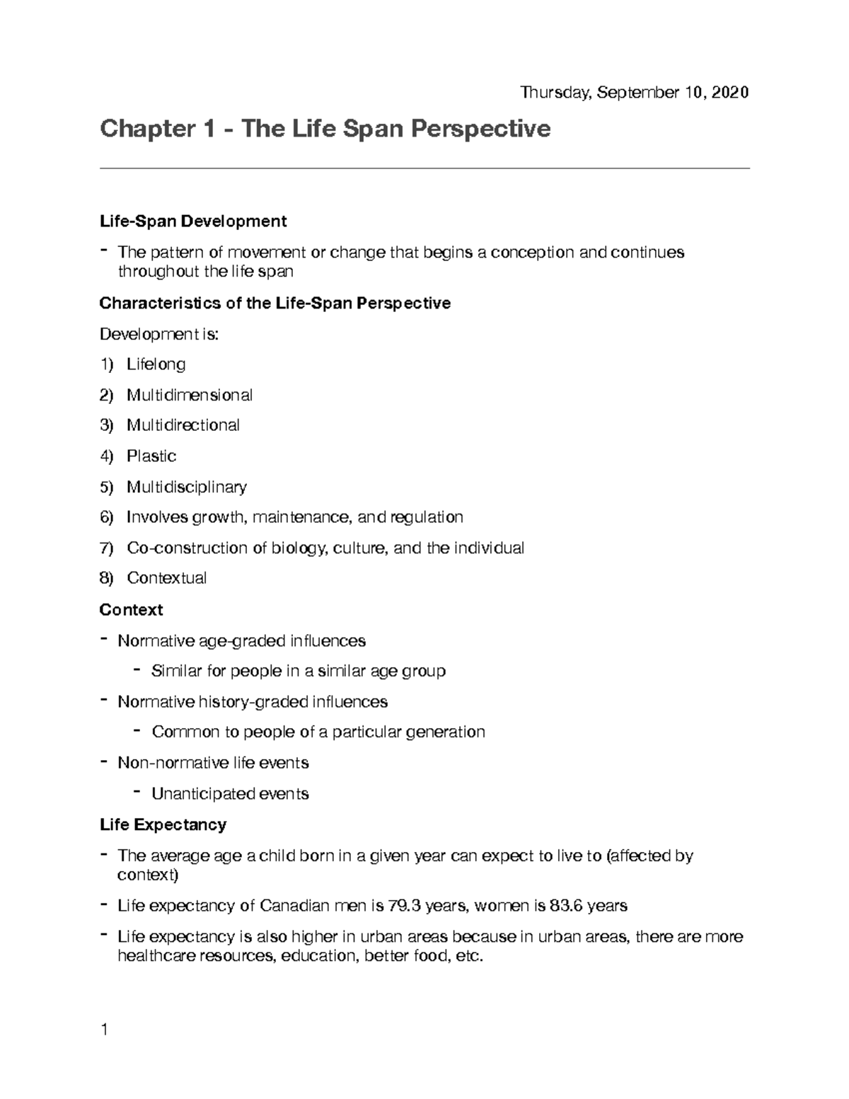 Chapter 1 - The Life Span Perspective - Chapter 1 - The Life Span ...