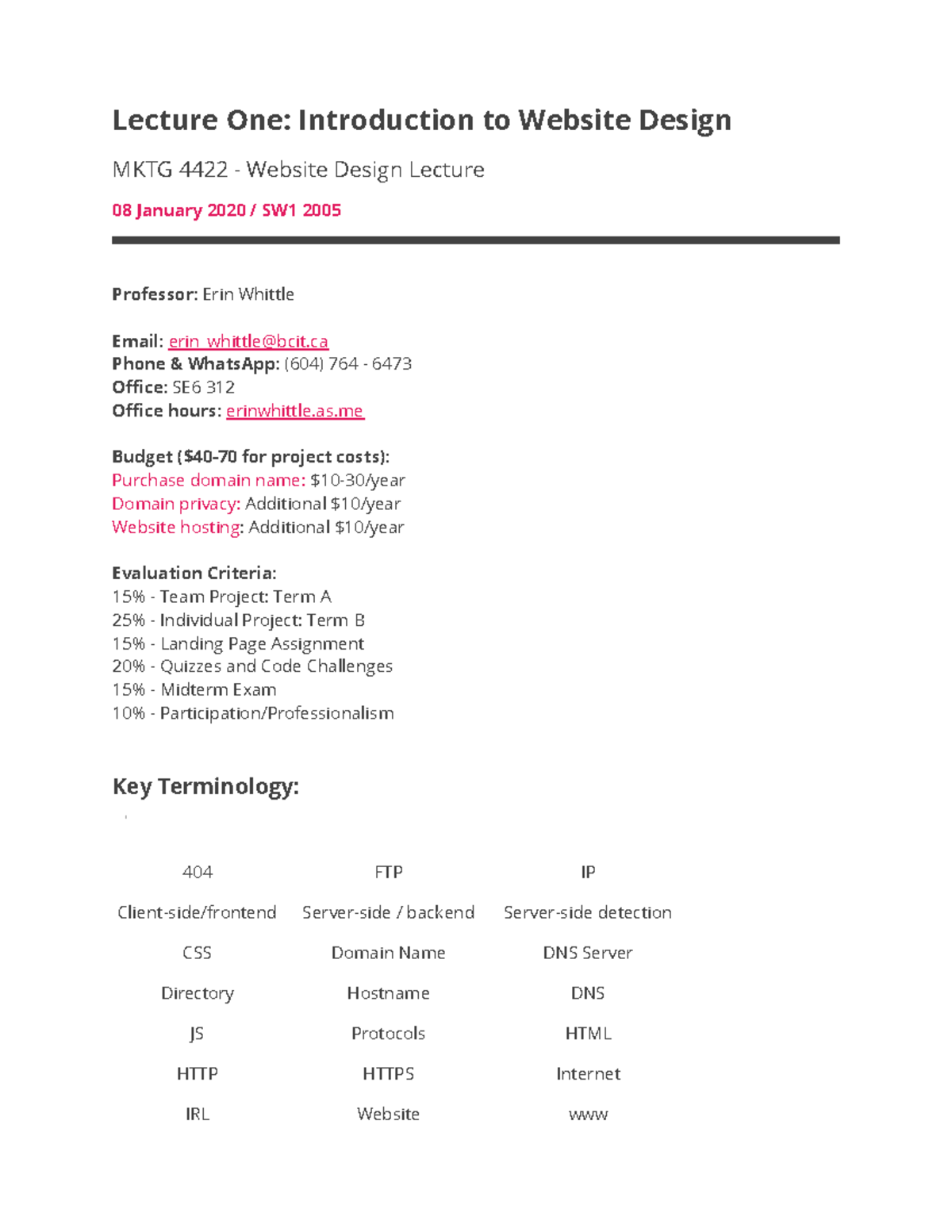 Lecture 1 Introduction To Website Design Lecture One Introduction To Website Design Mktg