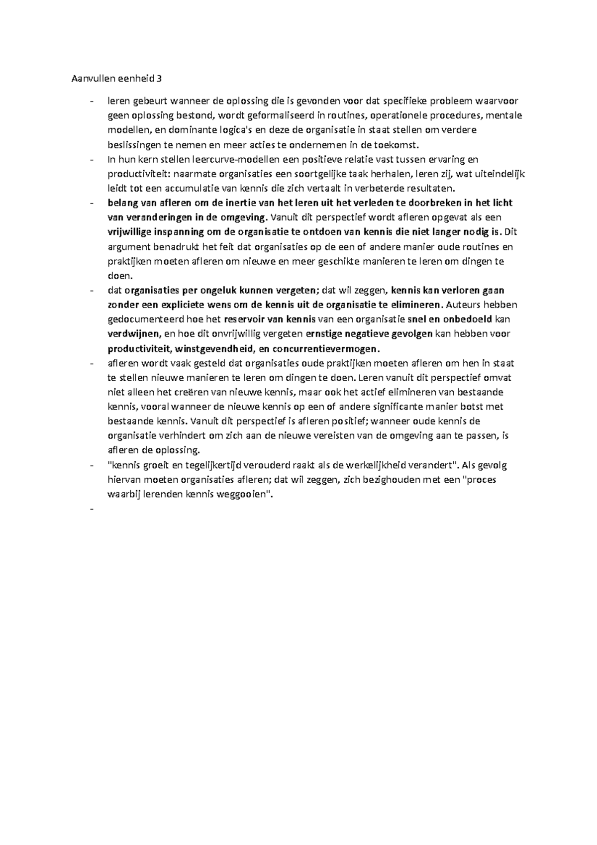 Aanvullen eenheid 3 - Extra aanvulling - Aanvullen eenheid 3 leren ...